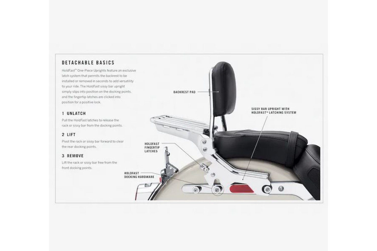 HoldFast Sissy Bar Upright 52300448 Kurz Schwarz Softail ab '18