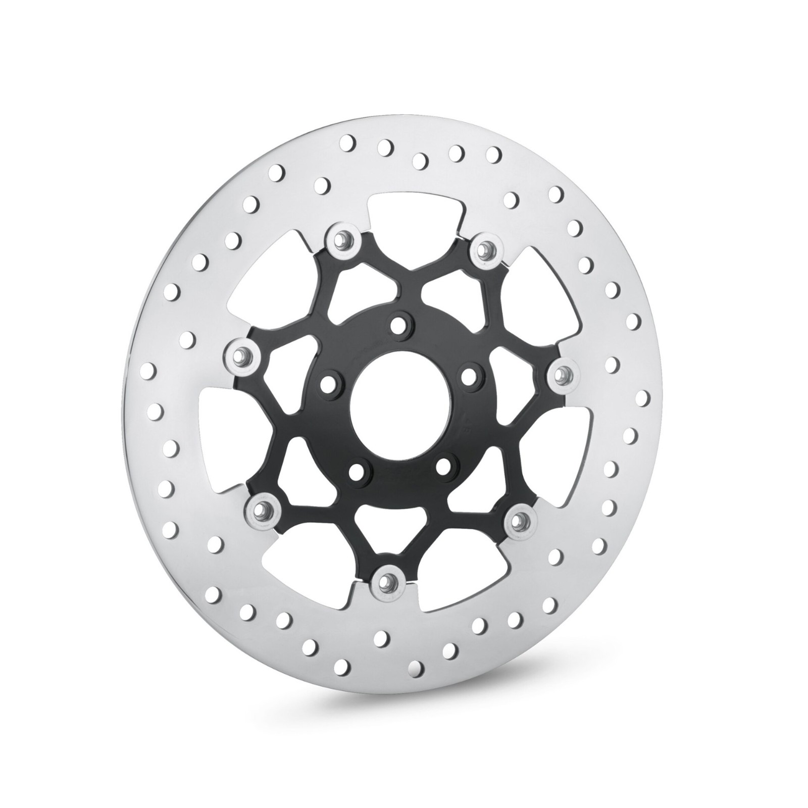 Front wheel brake disc in seven-spoke split design