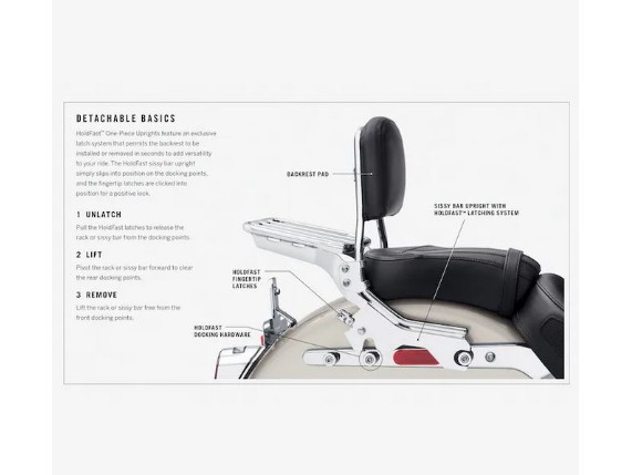 Harley-Davidson HoldFast Sissy Bar Upright - Short - Gloss B