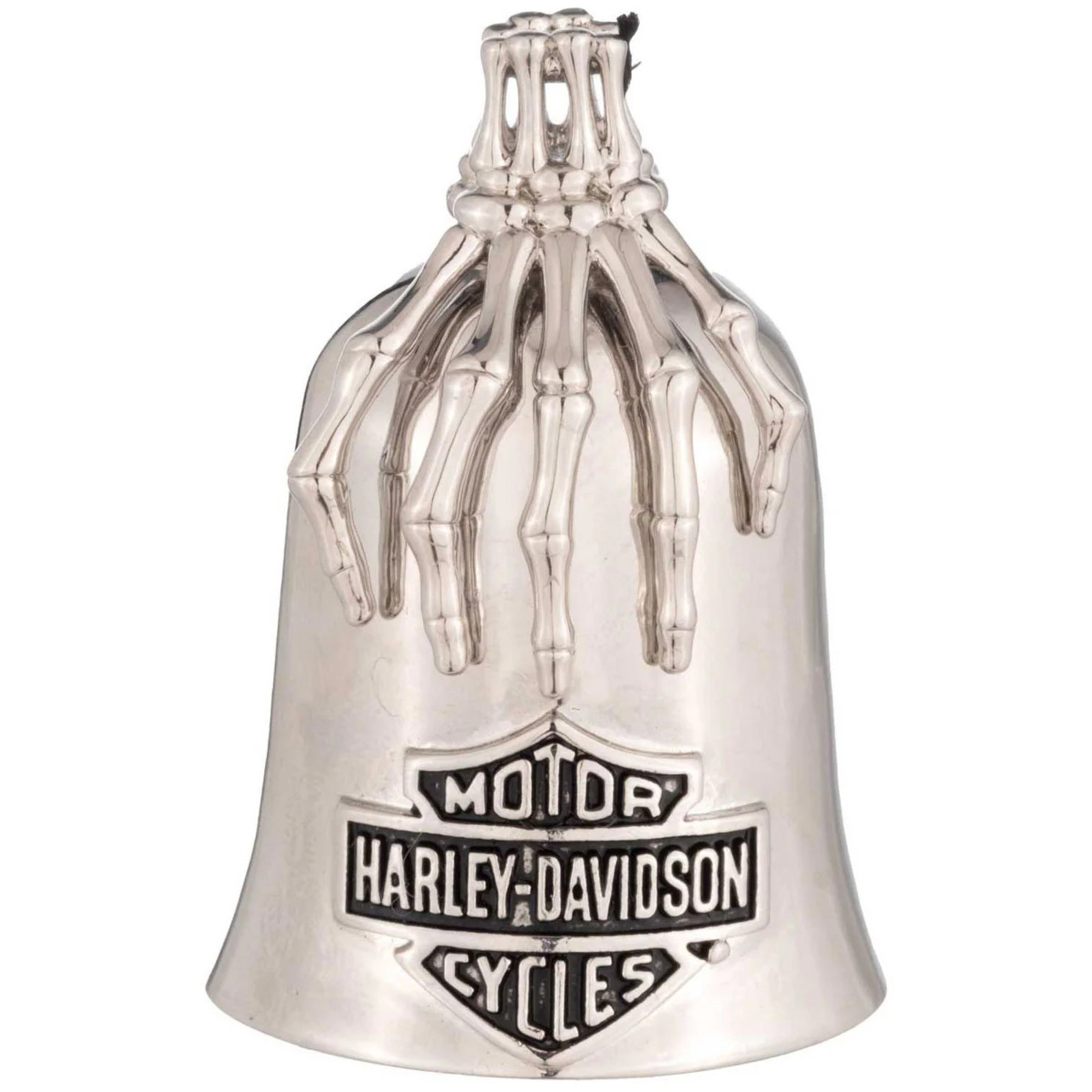 Skeleton Hand Bar & Shield Logo Ride Bell, Silver