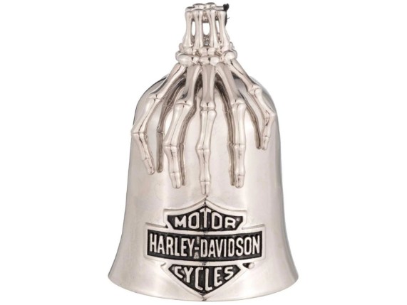Skeleton Hand Bar & Shield Logo Ride Bell, Silver