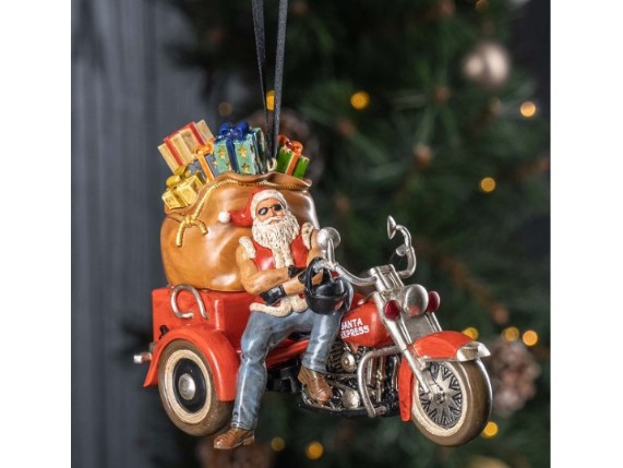 Biker Weihnachtsmann Christbaumschmuck