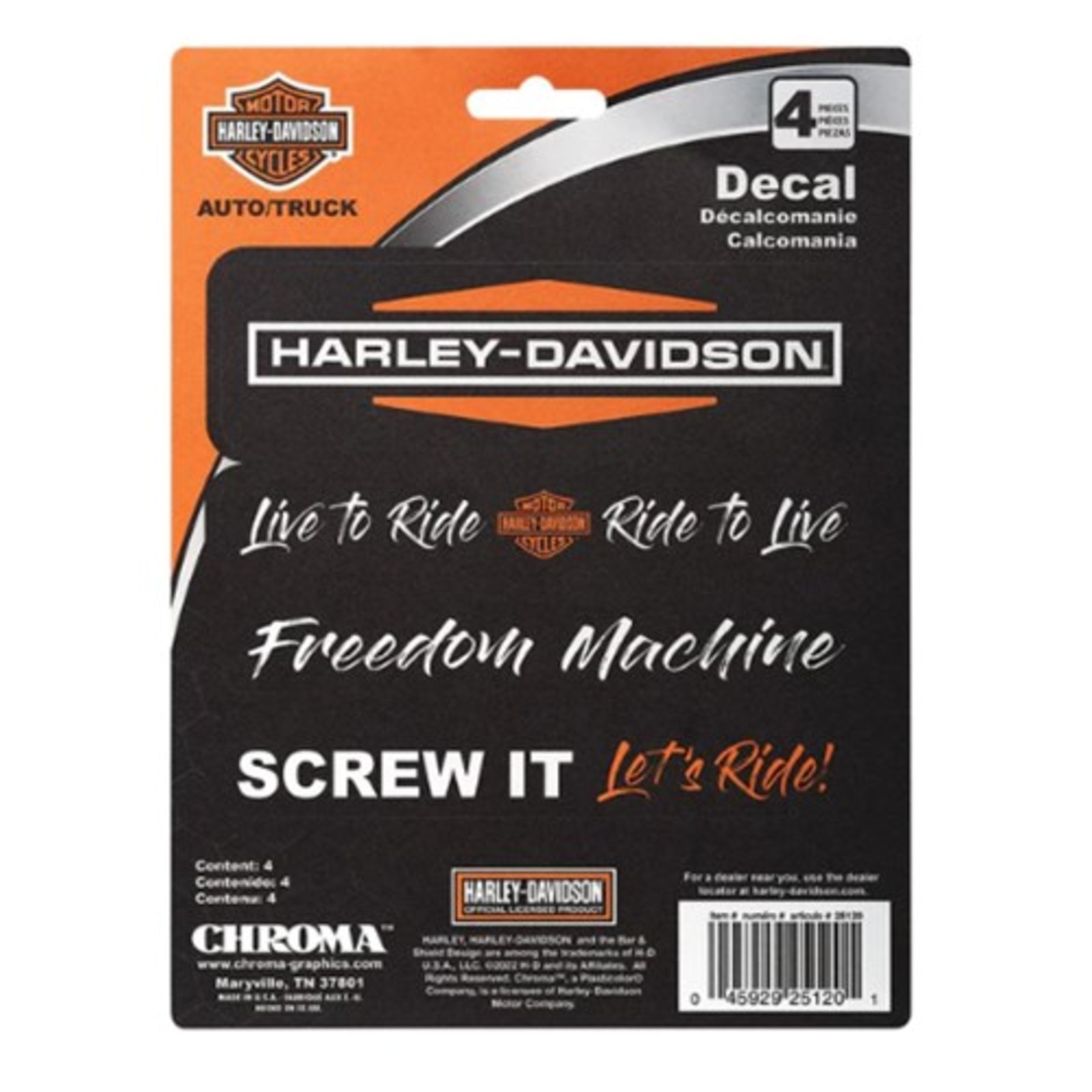 Harley-Davidson 4-teiliges Slogans-Aufkleber-Kit