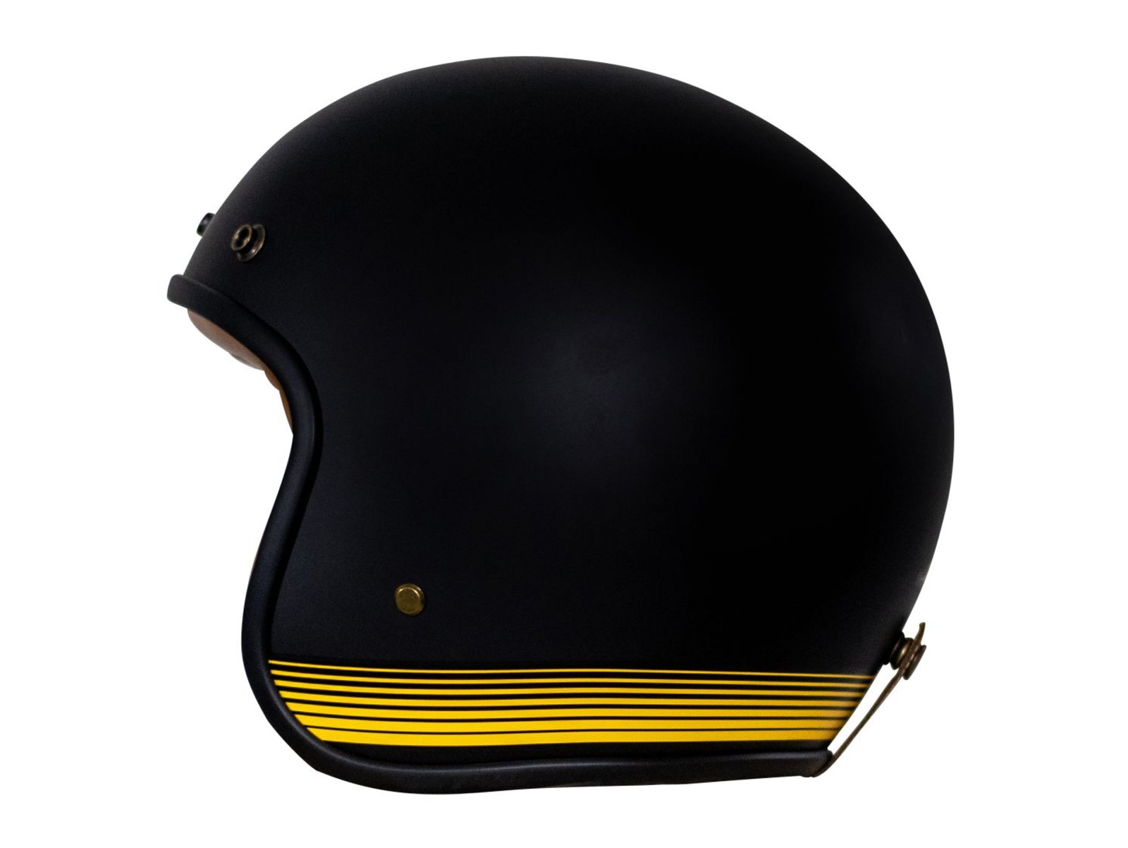 Fonzie Matt Black Yellow Open Face Helm Jethelm Motorradhelm