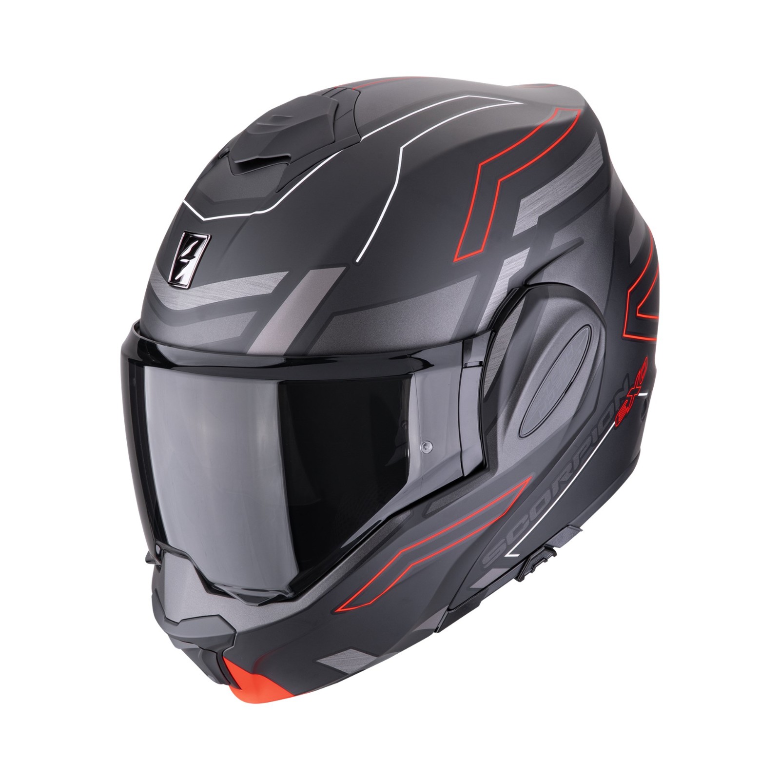 Klapphelm Scorpion Exo Tech Evo Conquer Schwarzmatt-rot