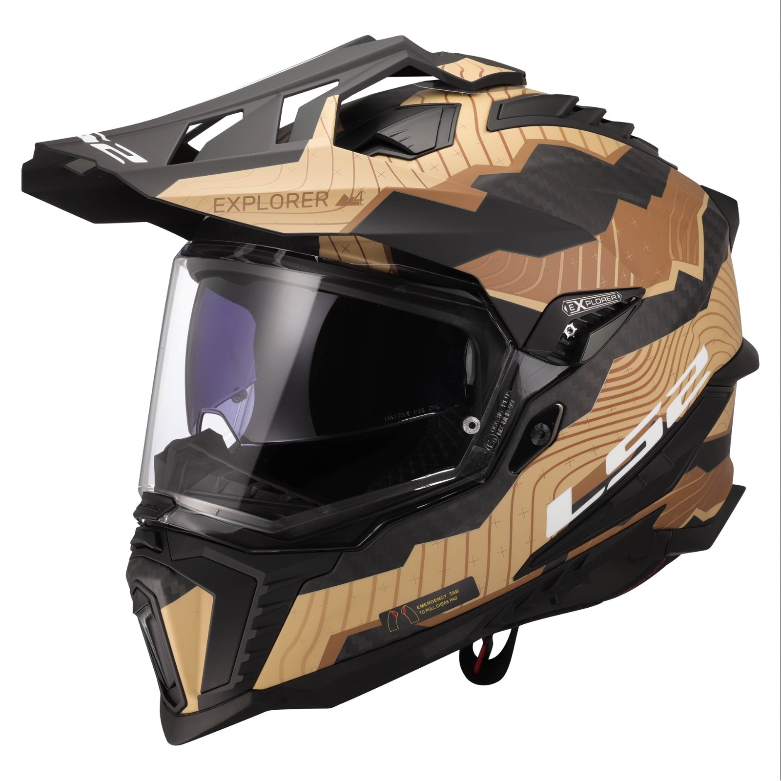 Helm LS2 MX701 Explorer Trick Matt Black Brown Sand