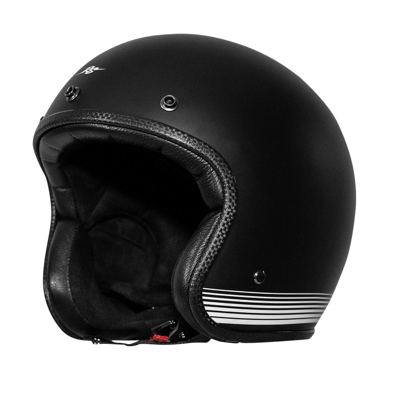 Fonzie Matt Black White Open Face Helm Jethelm Motorradhelm