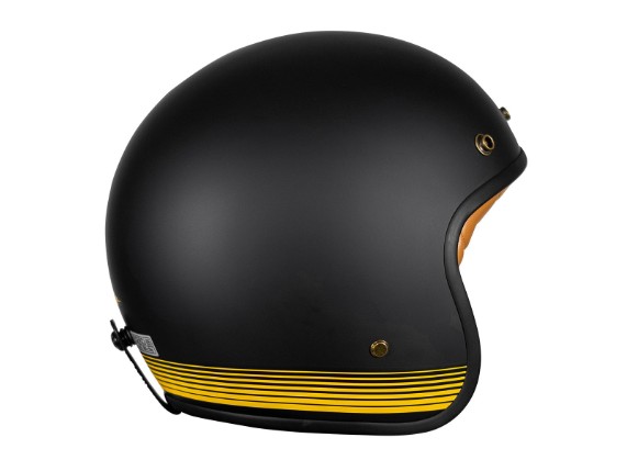 Fonzie Matt Black Yellow Open Face Helm Jethelm Motorradhelm