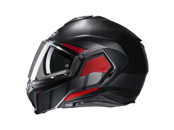 i100 Beis MC1SF Klapphelm (schwarzmatt/rot)