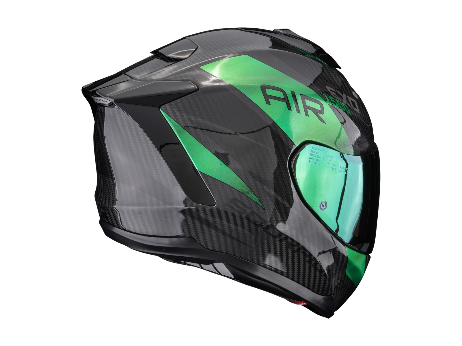 Exo 1500 Carbon Air Platted Black Green Motorrad Helm Schwarz Grün