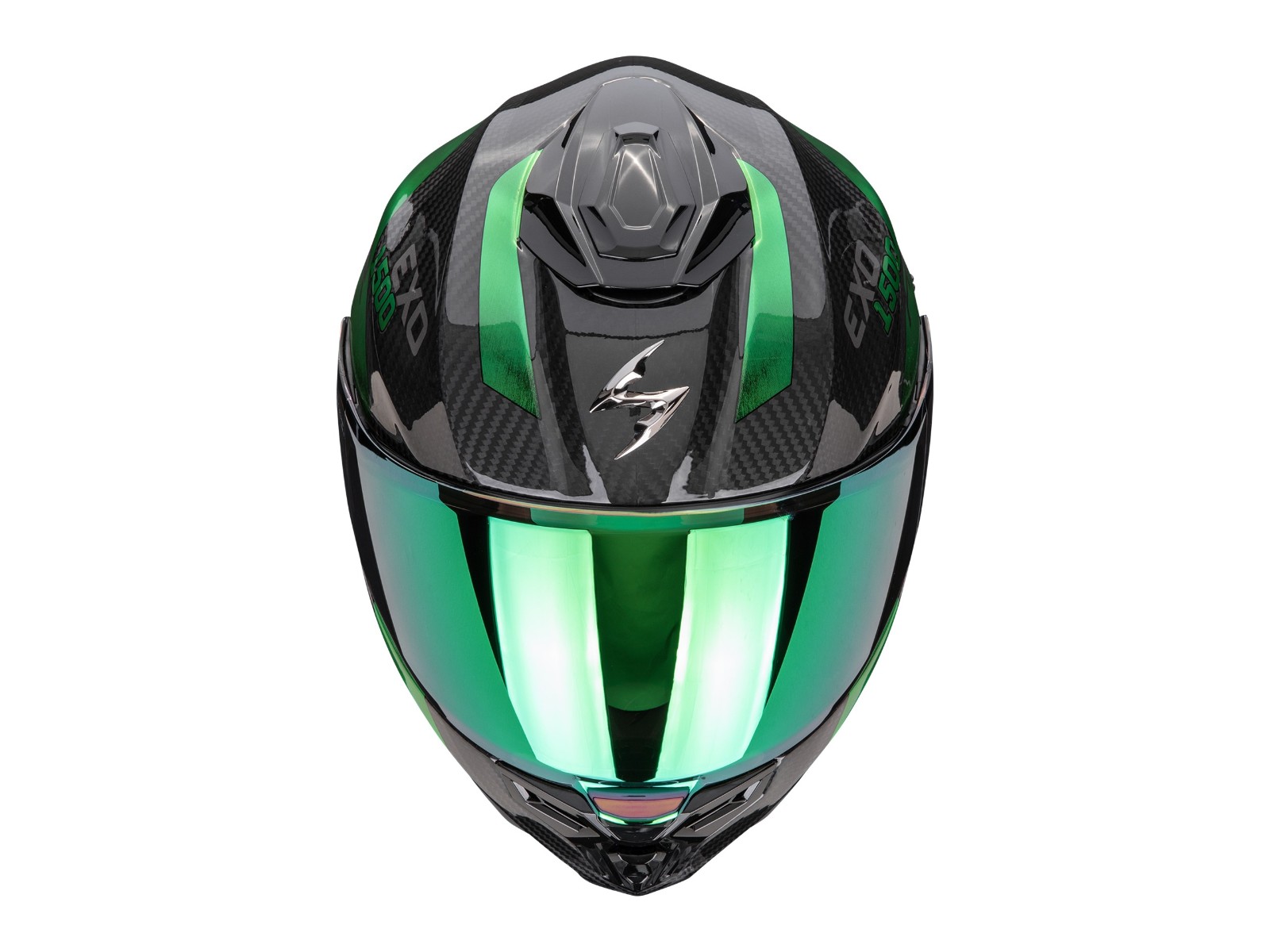 Exo 1500 Carbon Air Platted Black Green Motorrad Helm Schwarz Grün
