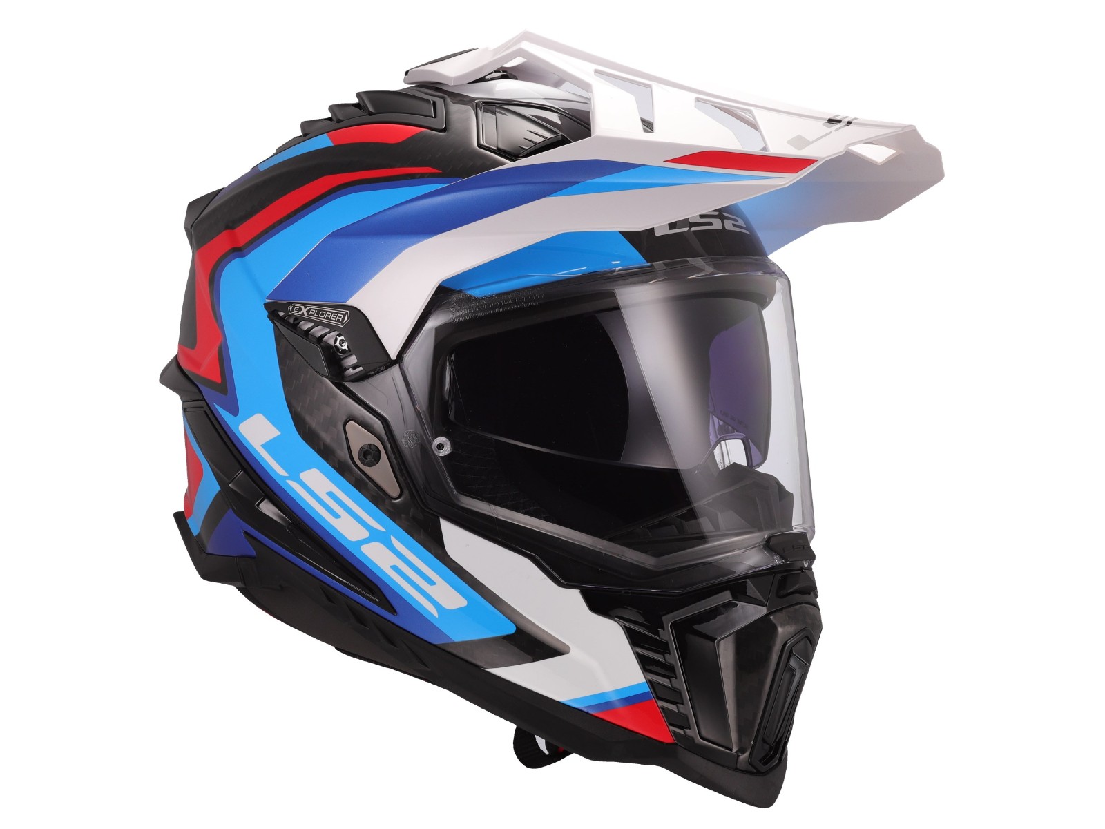 MX701 C Explorer Frontier II White Blue Adventure Carbon Motorcycle Helmet