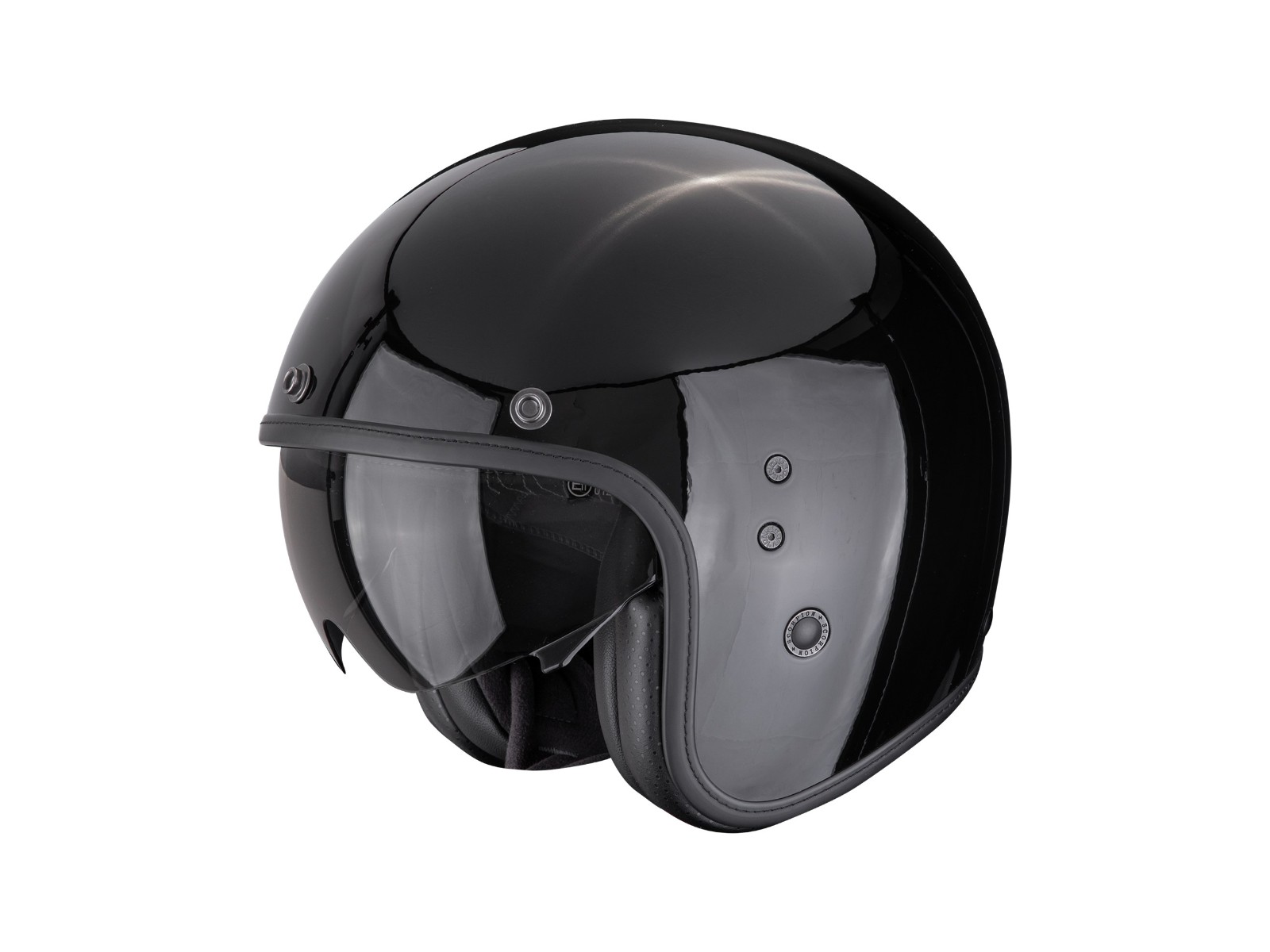 Belfast Evo Solid Motorcycle Jet Helmet with Sun Visor Gloss Black