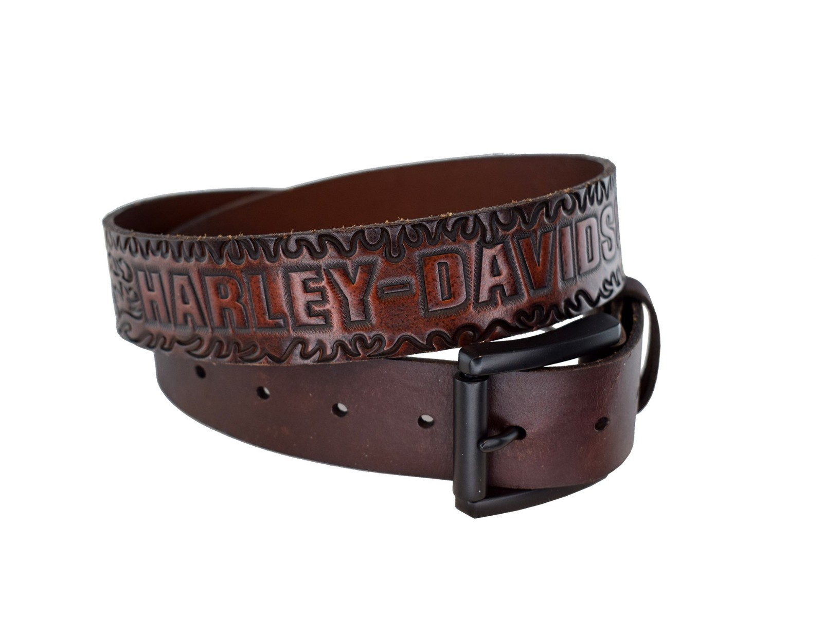 Flame H-D Logo Leder Gürtel Braun