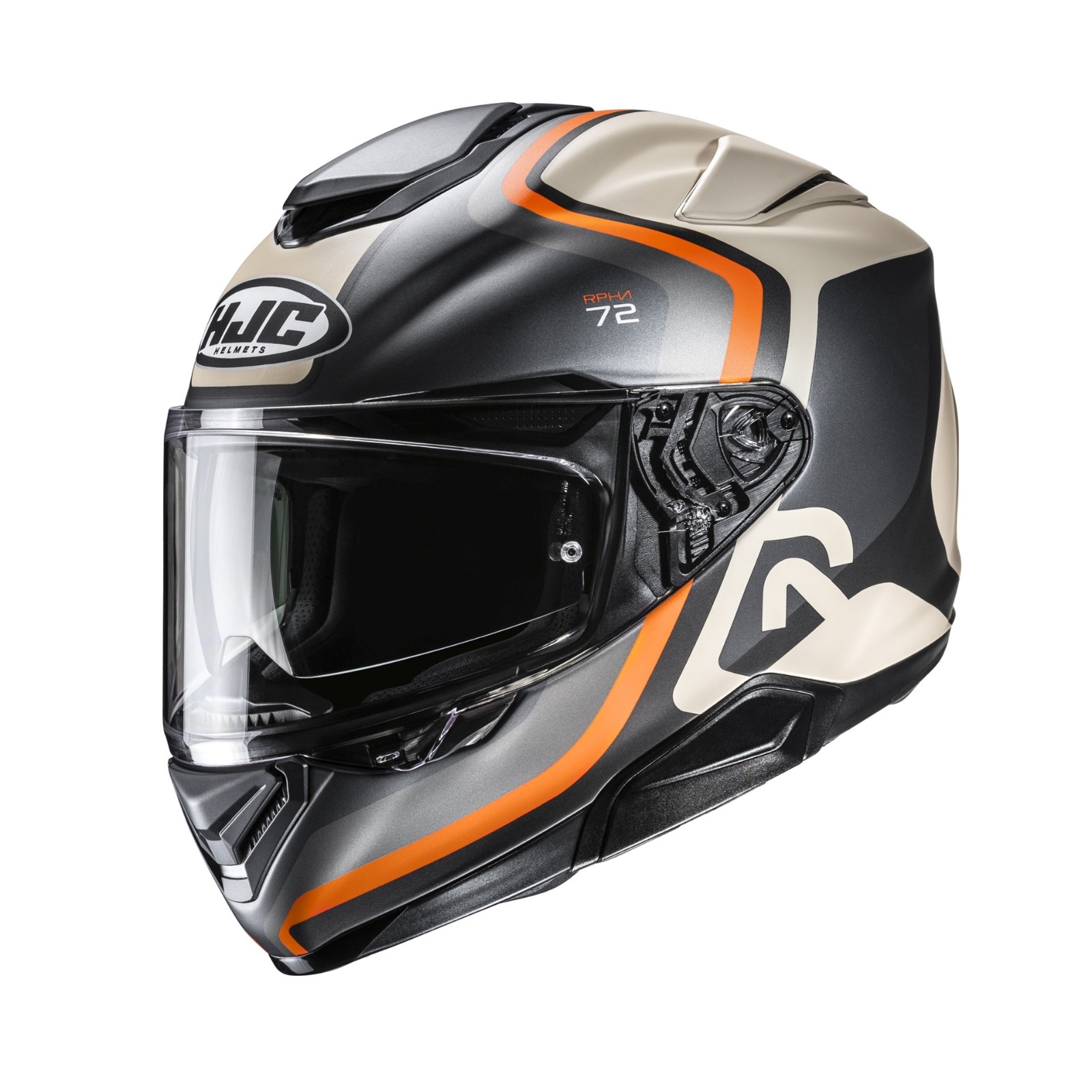 RPHA 72 Ernem MC7SF Motorrad Helm Beige Grau Orange Matt mit Sonnenblende